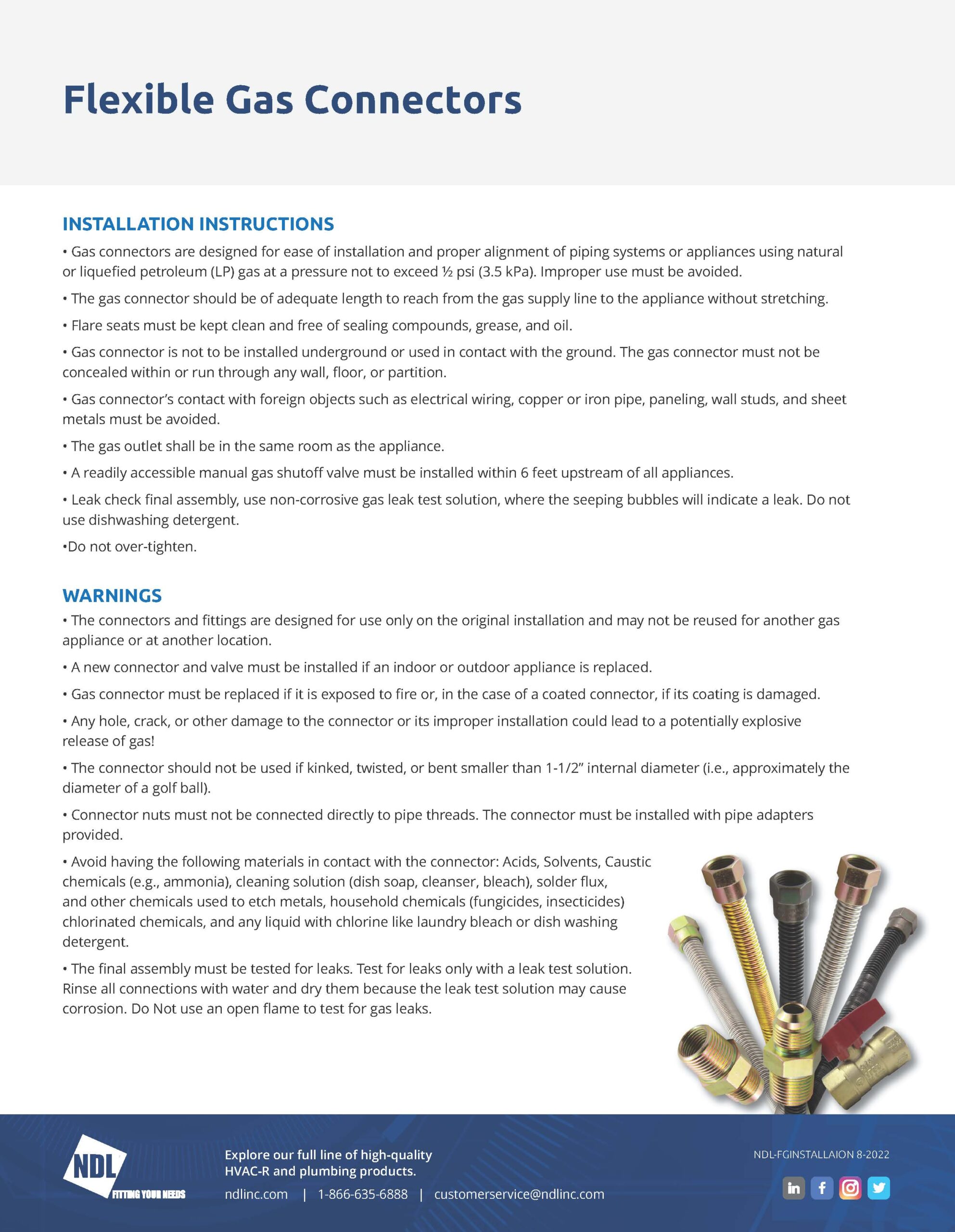 Flexible-Gas-Connectors-Installation-Instructions-1 | NDL Industries