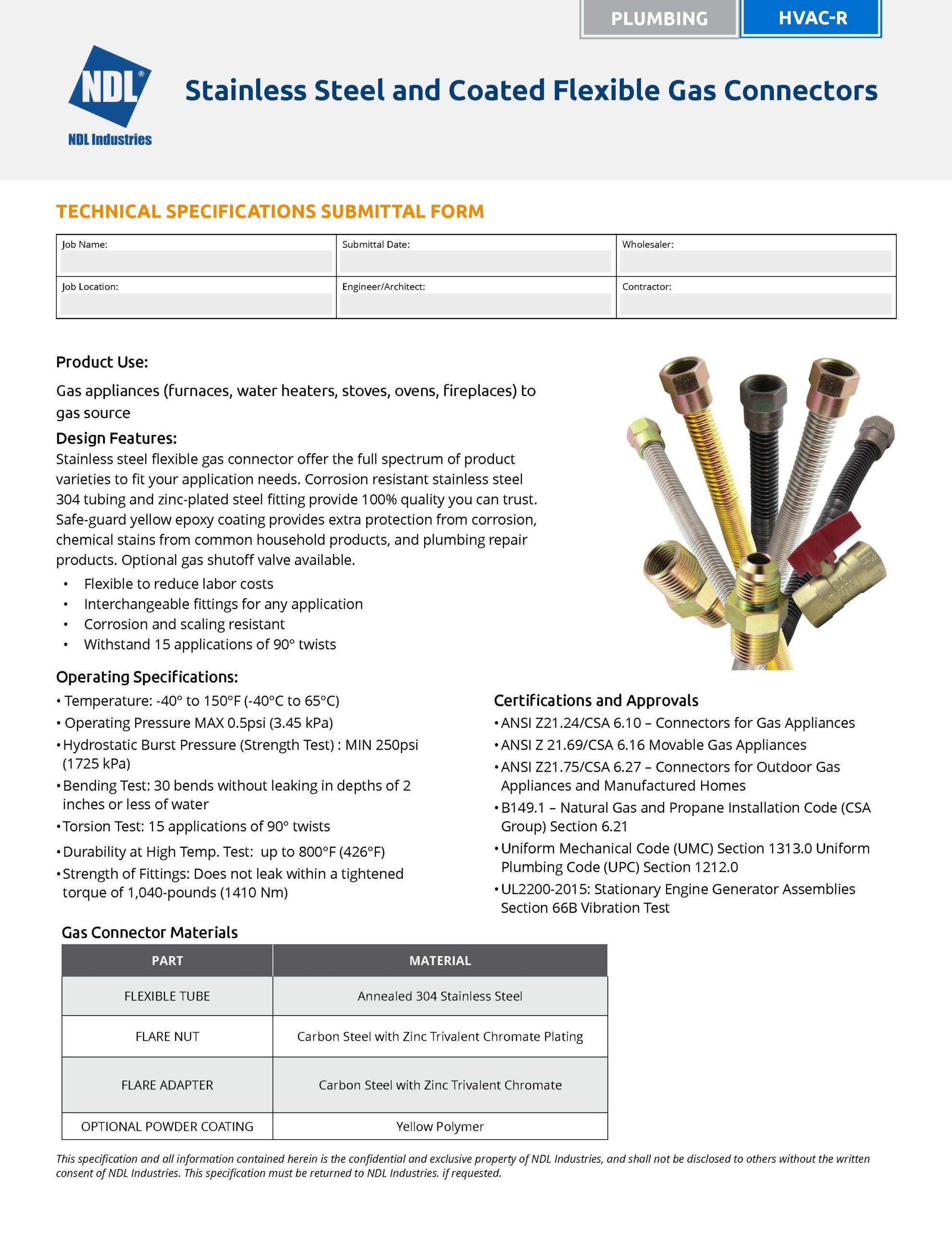 NDL-Flex-Gas-Submittal-Technical-Data | NDL Industries