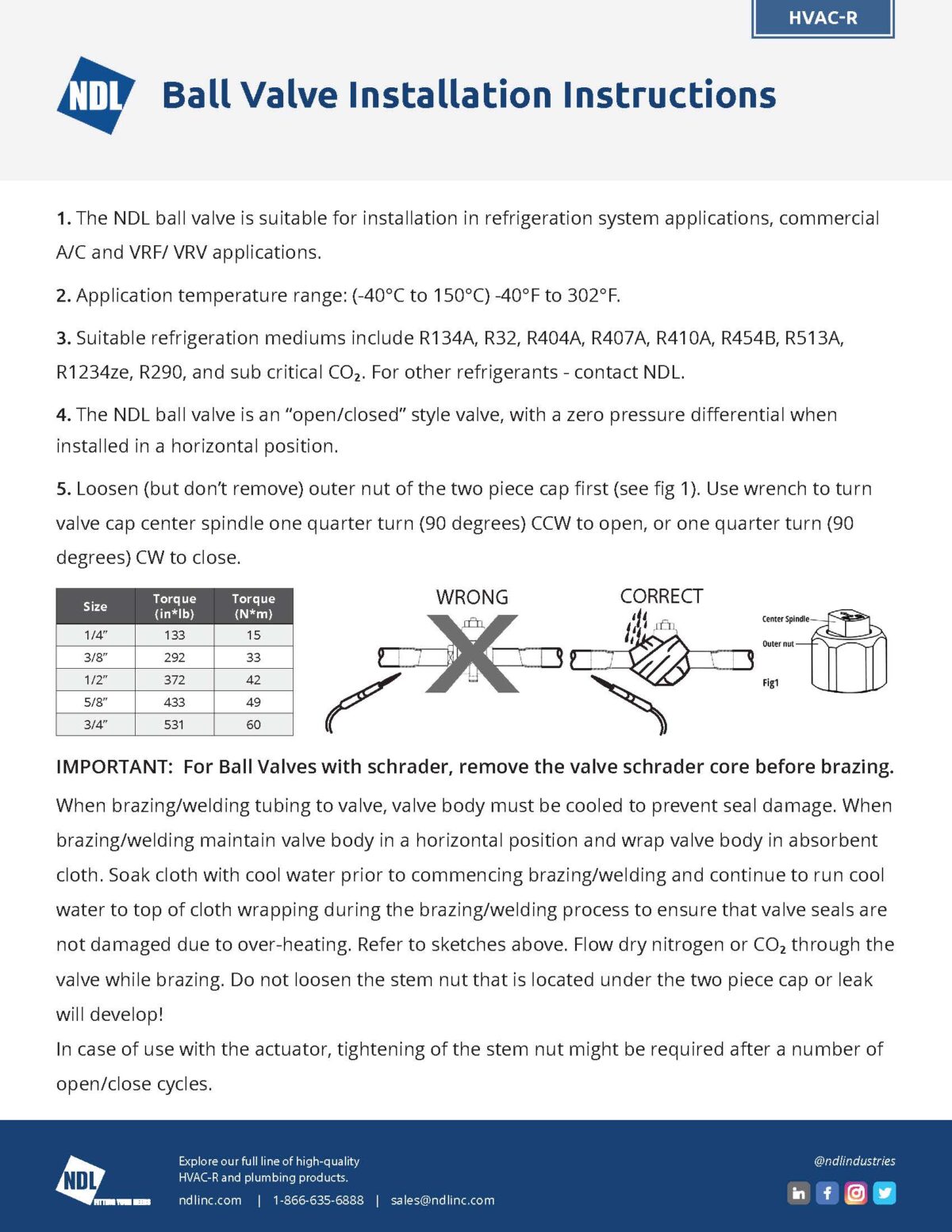 Ball Valve Installation Instructions – English | NDL Industries