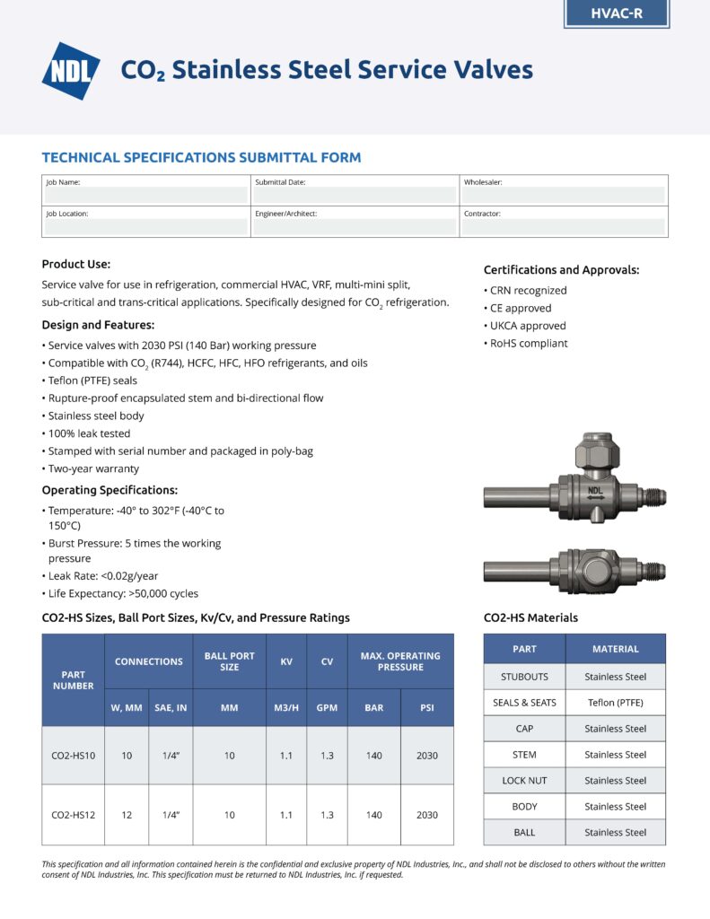 Stainless Steel Service Valves Technical Submittal form_Page_1 | NDL ...