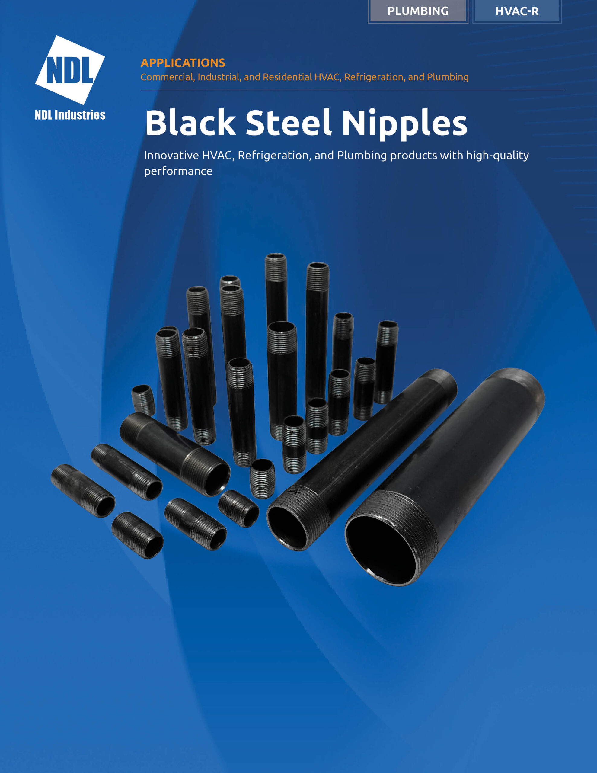 NDL Industries Black Steel Nipples Product Brochure Cover | NDL Industries