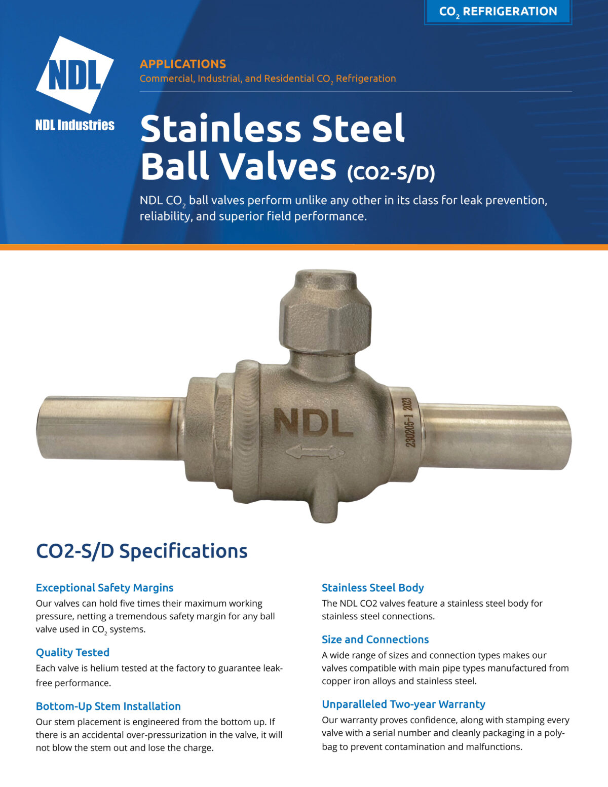 Stainless Steel Ball Valves Information Sheet | NDL Industries