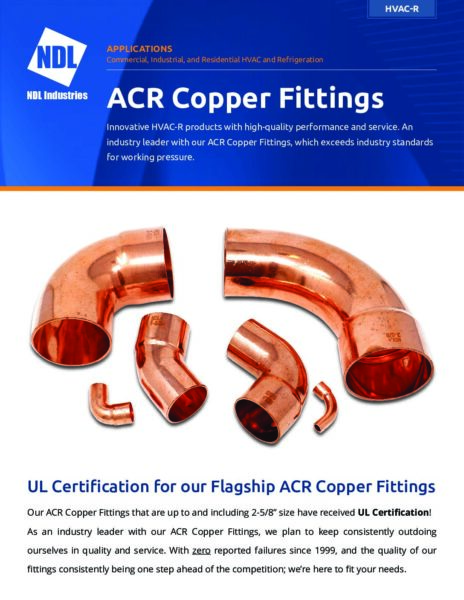 ACR Copper Fittings – 1000 PSI Working Pressure | NDL Industries