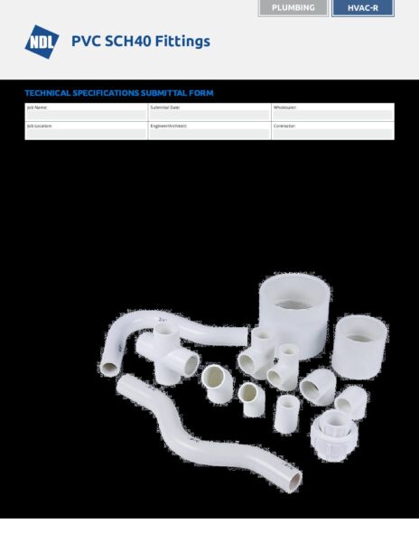 PVC SCH40 Techinical Specification Submittal Form | NDL Industries