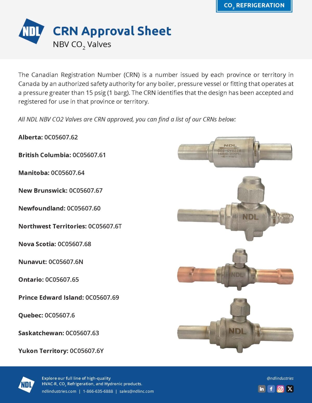 CRN Approval Sheets | Fittings & Valves | NDL Industries