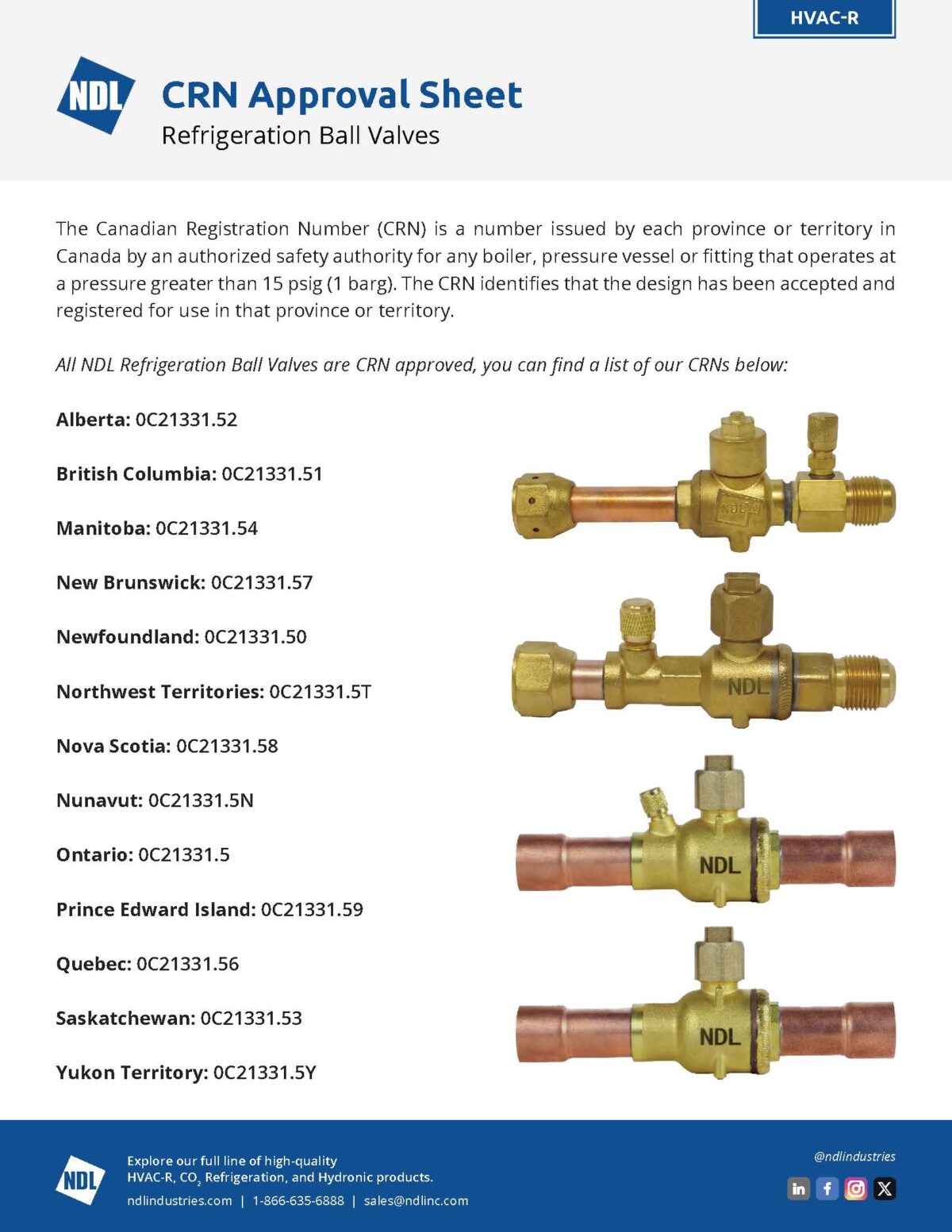 CRN Approval Sheets | Fittings & Valves | NDL Industries