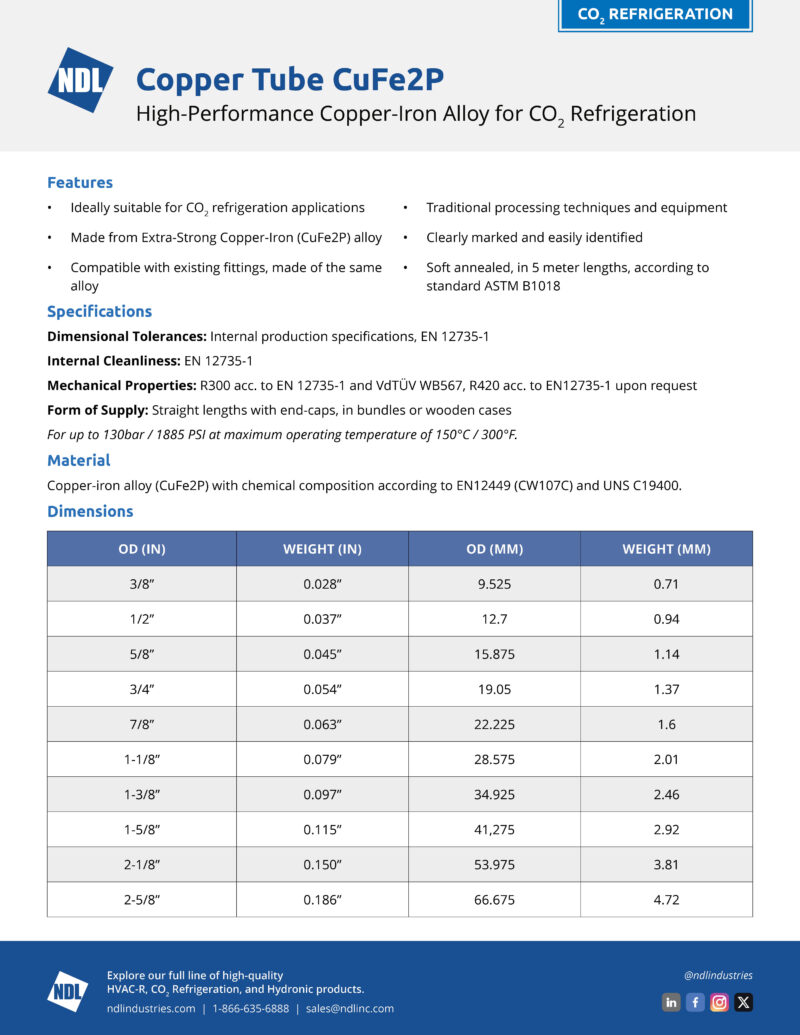 Copper Tube CuFe2P Information Sheet.pdf | NDL Industries