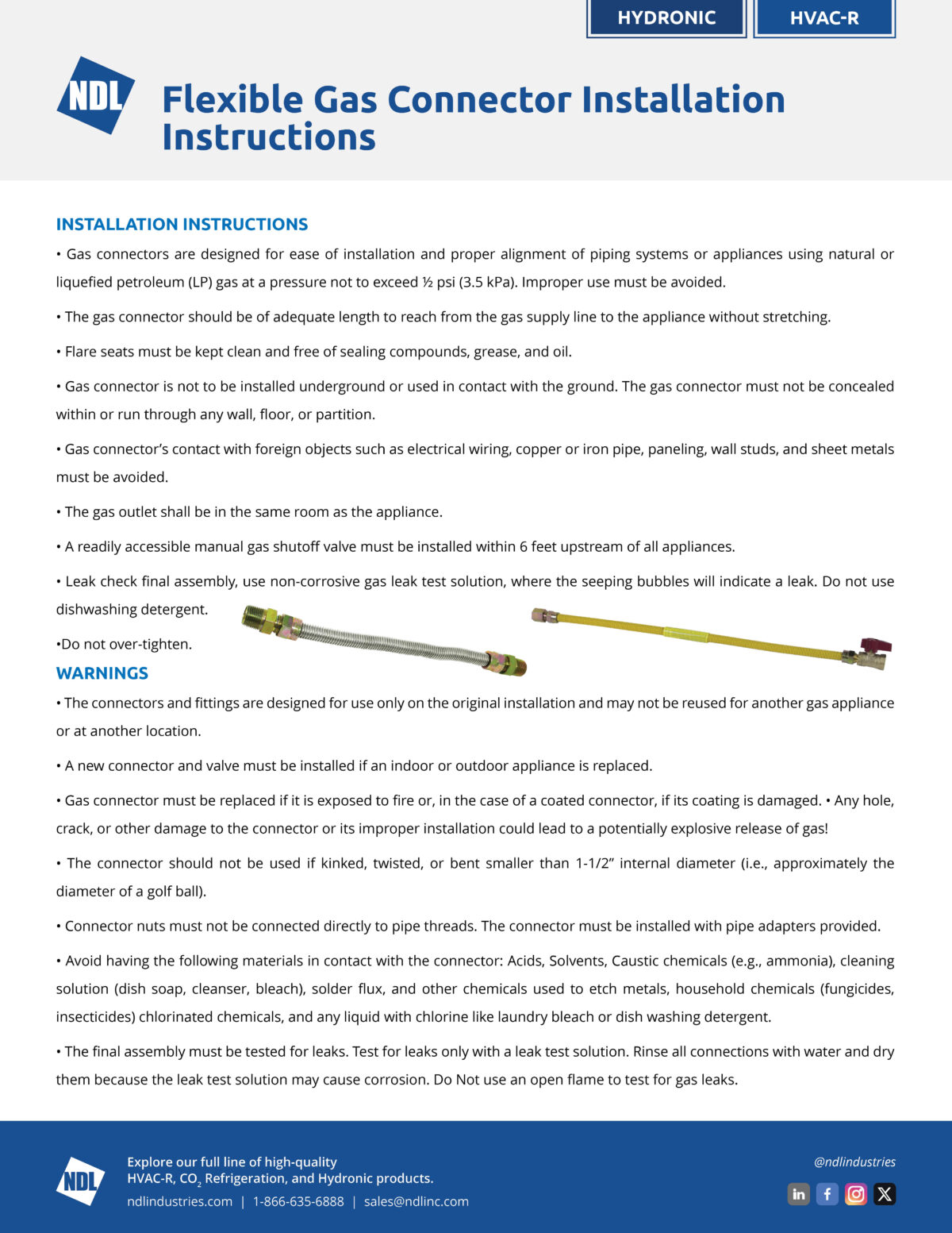 Installation Instructions | NDL Industries
