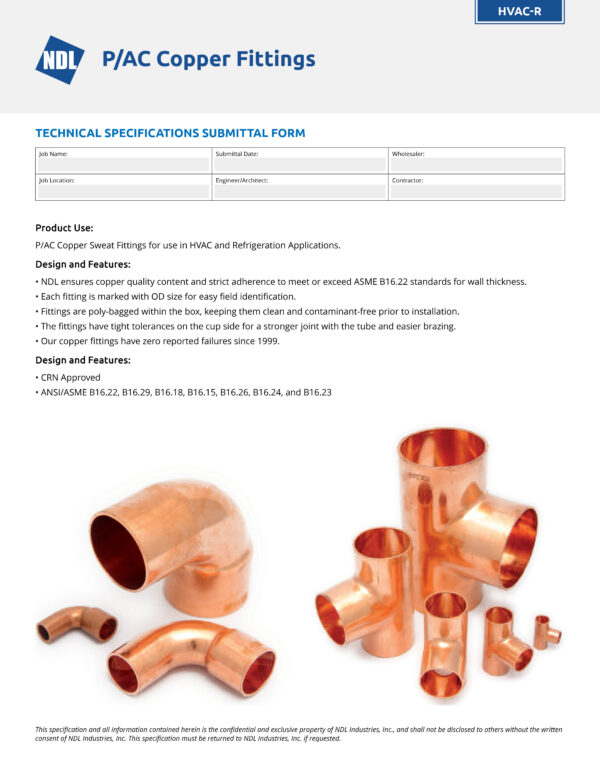 Technical Specifications Submittal Sheets | NDL Industries