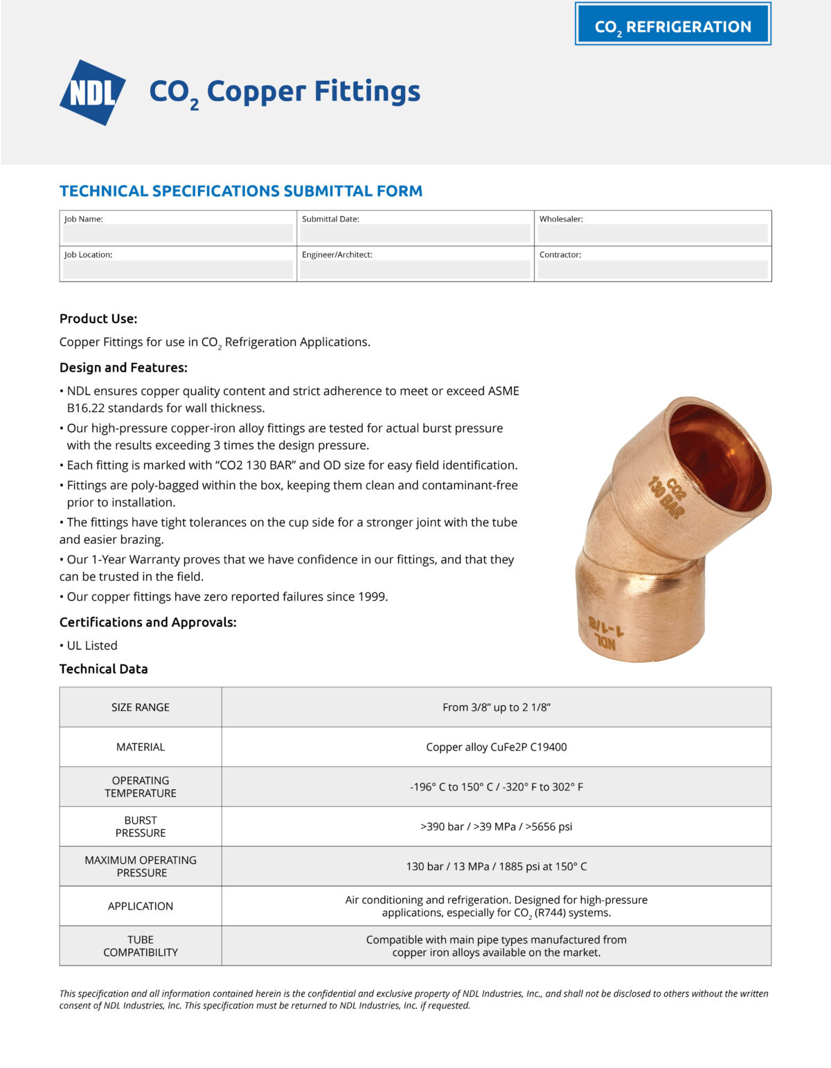 Technical Specifications Submittal Sheets | NDL Industries